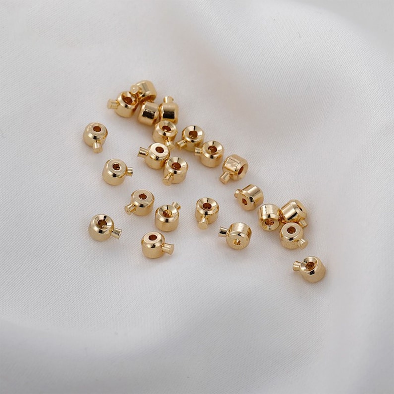 14K Gold Plated Crimp End Beads,round Crimp Beads,3.2/3.5mm,thin Crimp ...