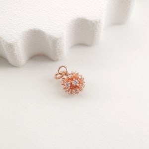 Tiny 3D Flower Ball Charm,18k Gold Plated,cubic Zircon Flower Ball ...