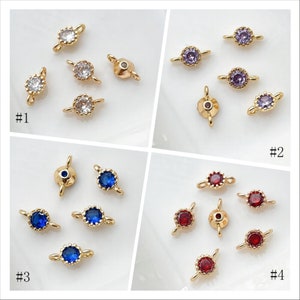 14K Gold Plated Color Round Crystal Connector,square Crystal Round ...