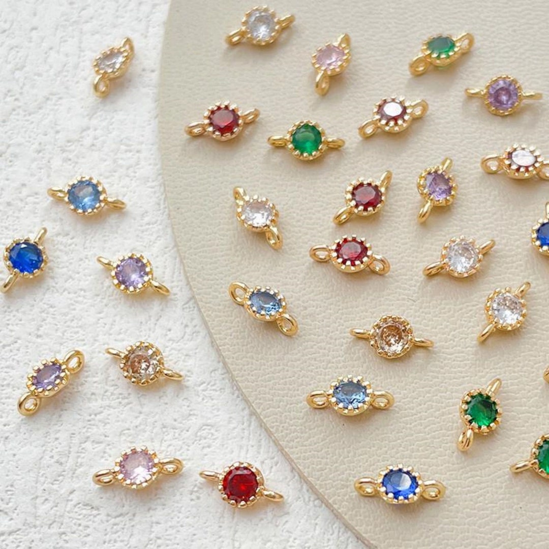 14K Gold Plated Color Round Crystal Connector,square Crystal Round ...