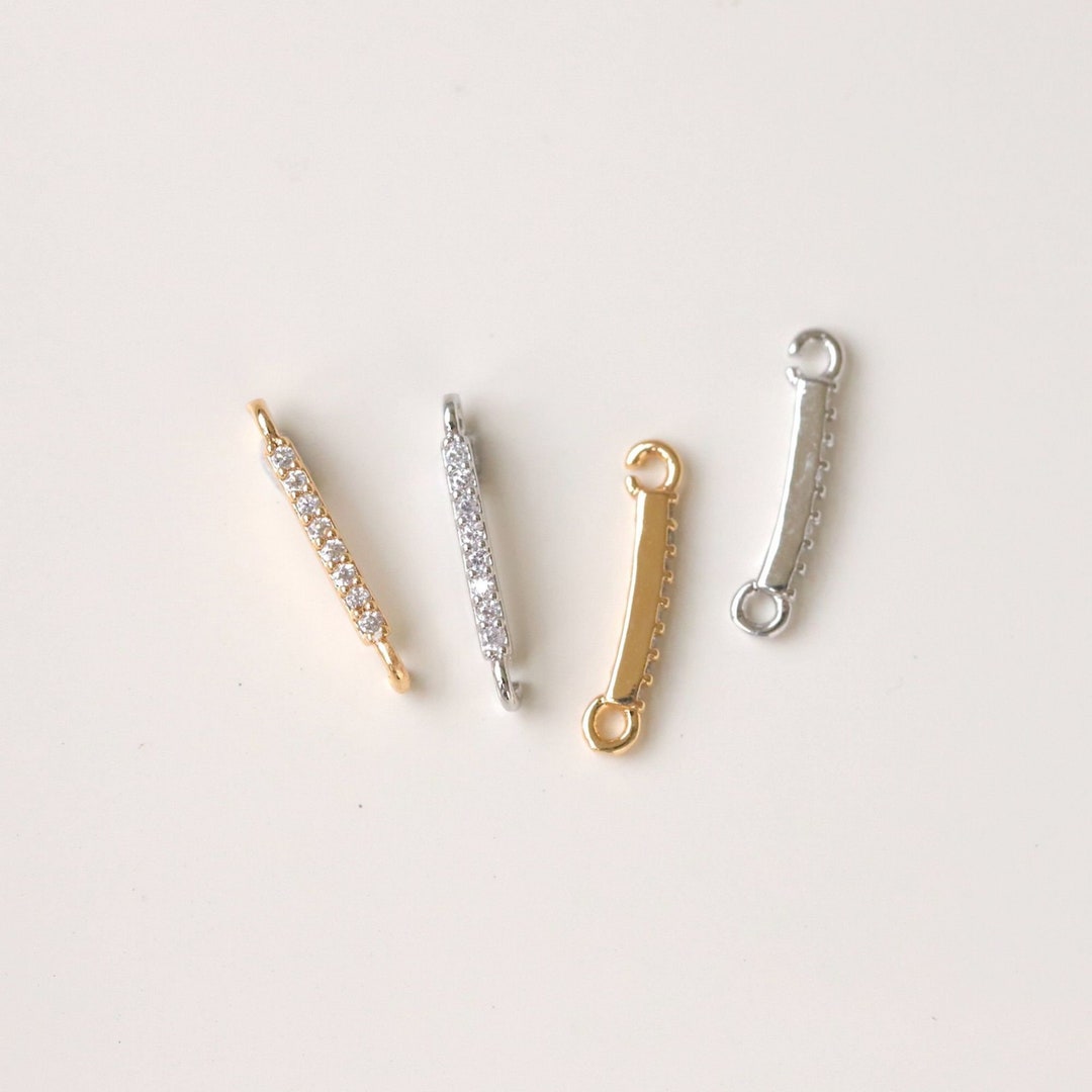 14K Gold Plated Bar Connector,cz Bar Pendant,zirconia Crystal Bar ...