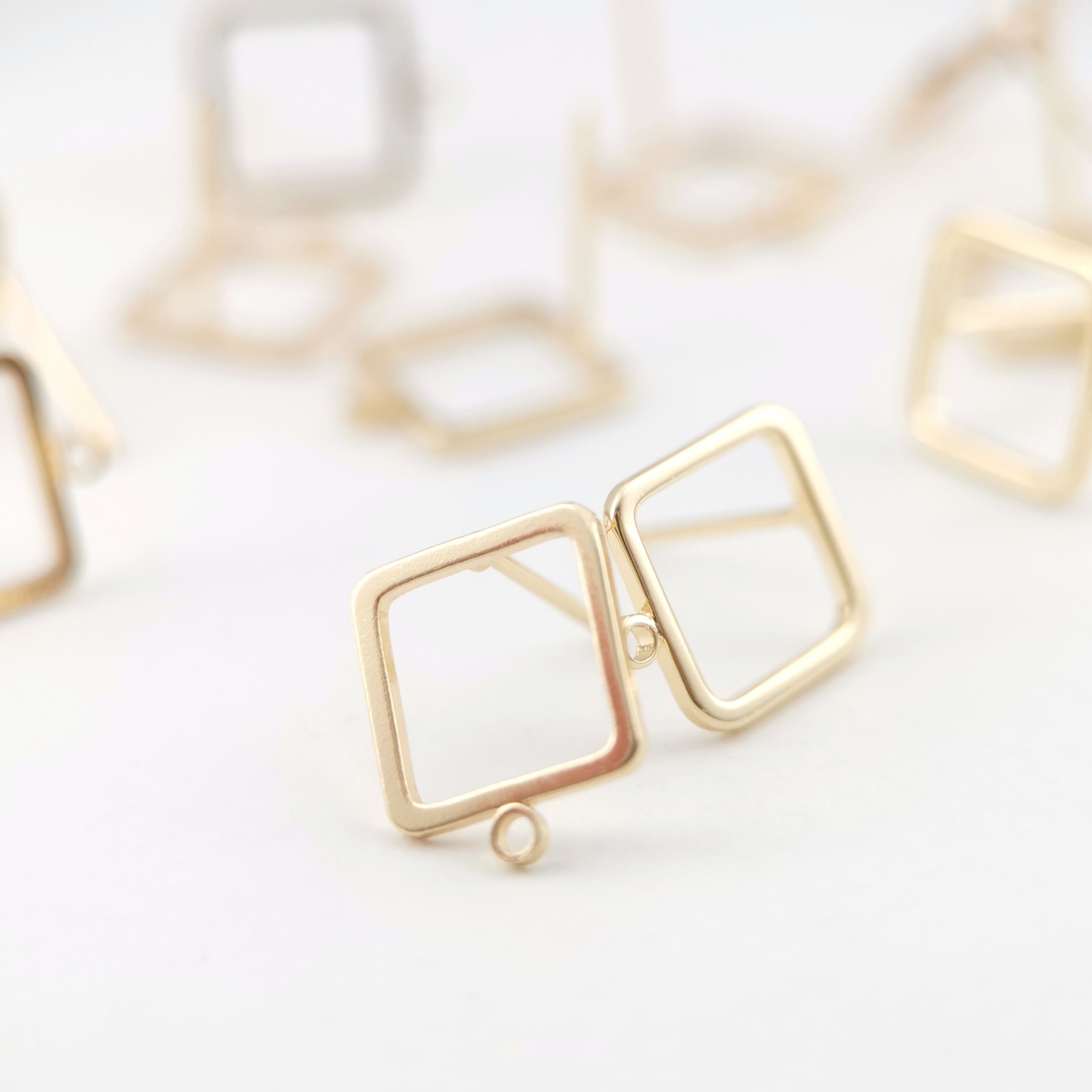 Classic Square Post Earring,gold Plated Earring Post With Loop ...