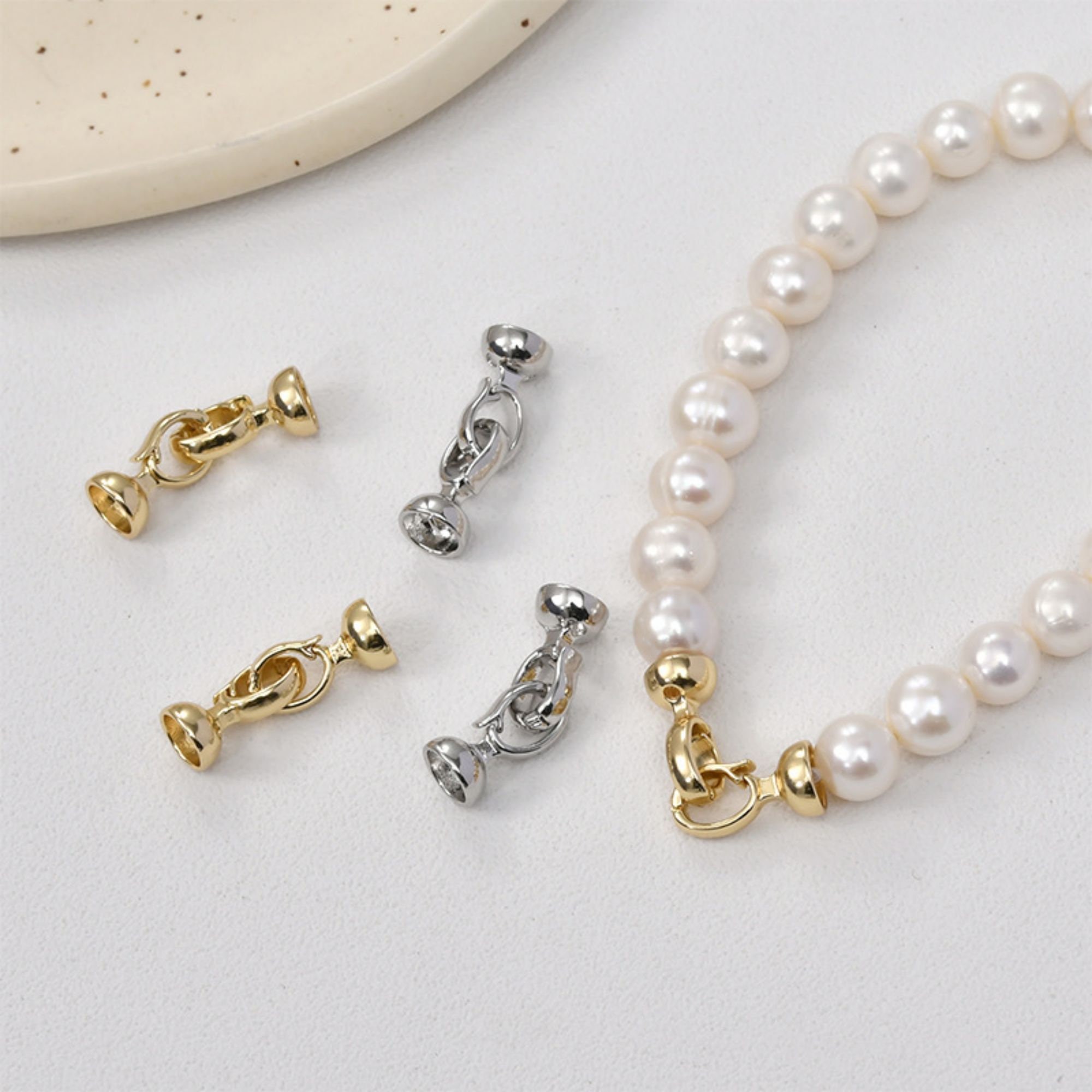 Beads Caps, Peg Bails, Beads End Connectors, 14k Gold Pearl Connector ...