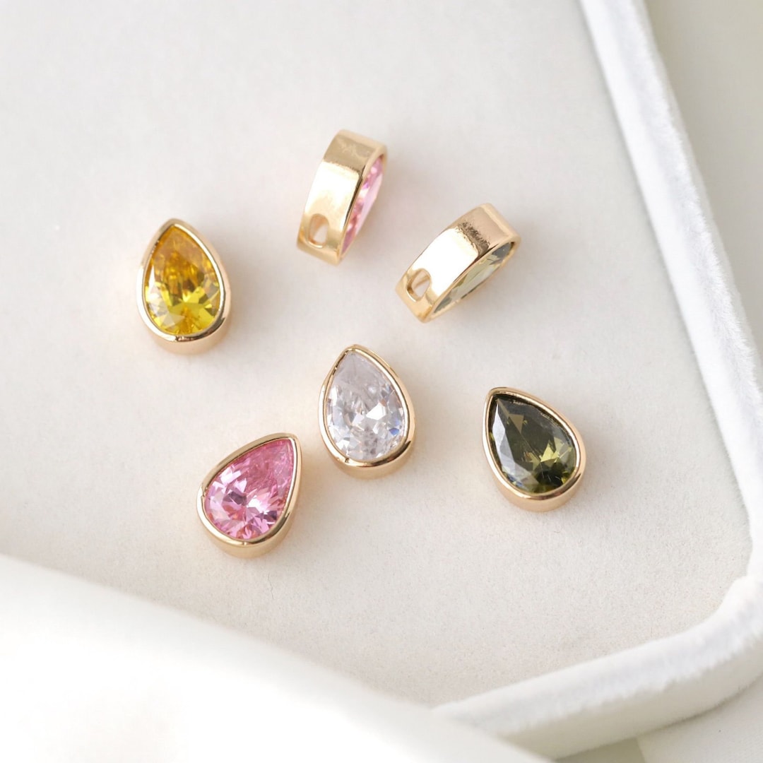 14K Gold Plated Color Drop Pendant,teardrop Zirconia Crystal Pendant,cz ...