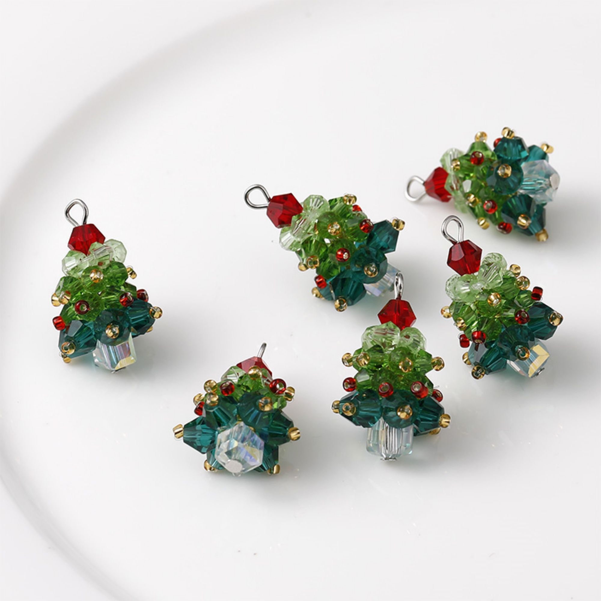 Winter Crystal Christmas Tree Charm,glass Christmas Tree Charm,handmade ...