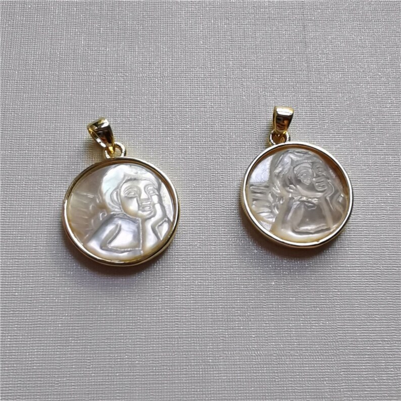 MOP Angel Pendant 18K Gold Brass Inlay Shell Angel Square - Etsy