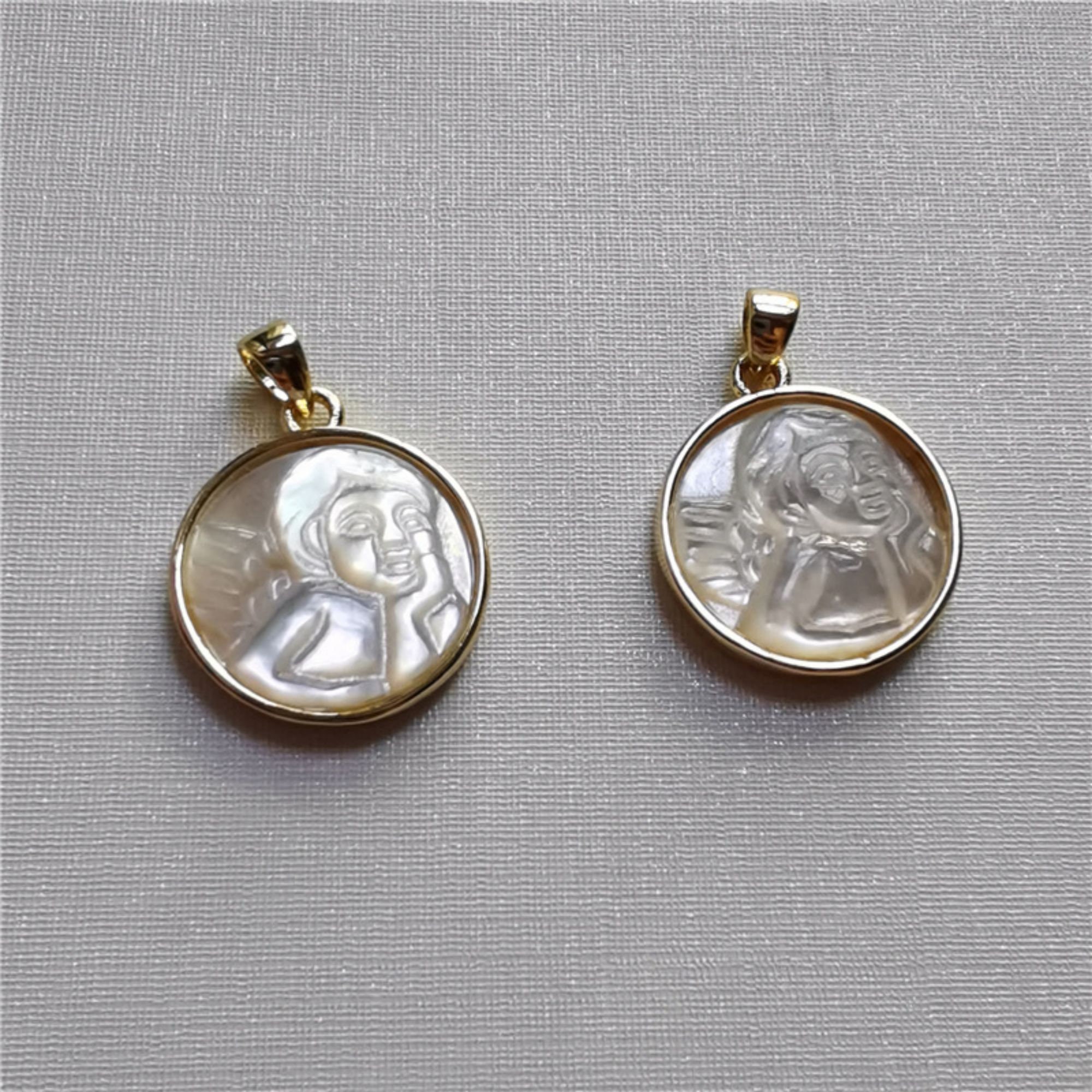 MOP Angel Pendant 18K Gold Brass Inlay Shell Angel Square - Etsy