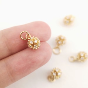 Tiny 3D Flower Ball Charm,18k Gold Plated,cubic Zircon Flower Ball ...