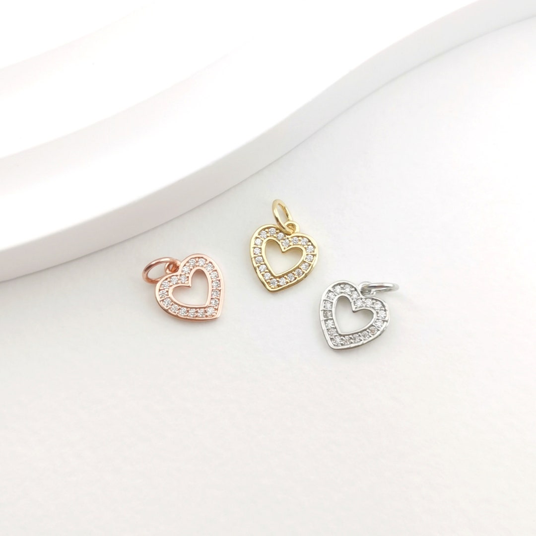 Lustrous Openwork Heart Charm,18k Gold Plated,cz Pave Love Charm,for ...
