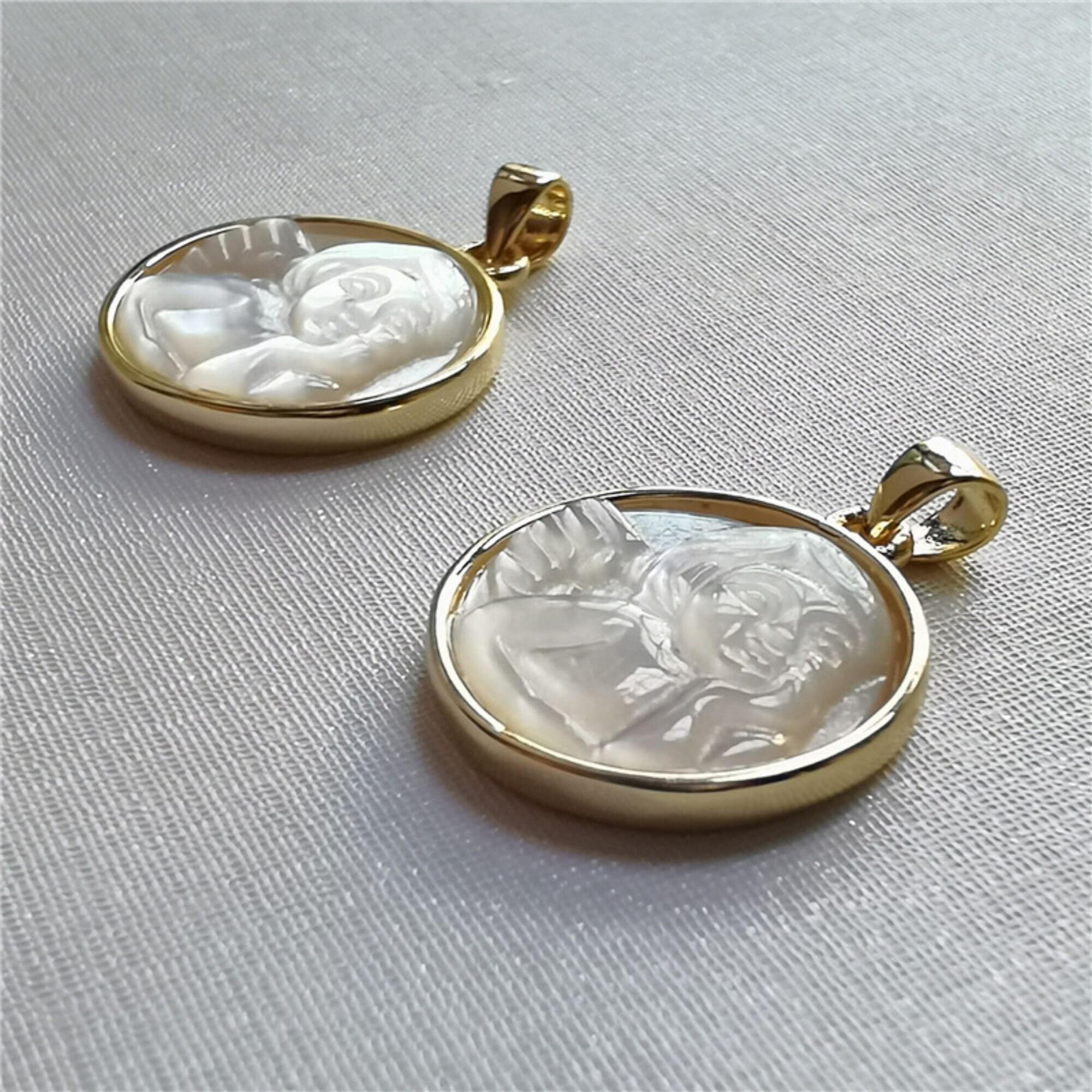 MOP Angel Pendant 18K Gold Brass Inlay Shell Angel Square - Etsy