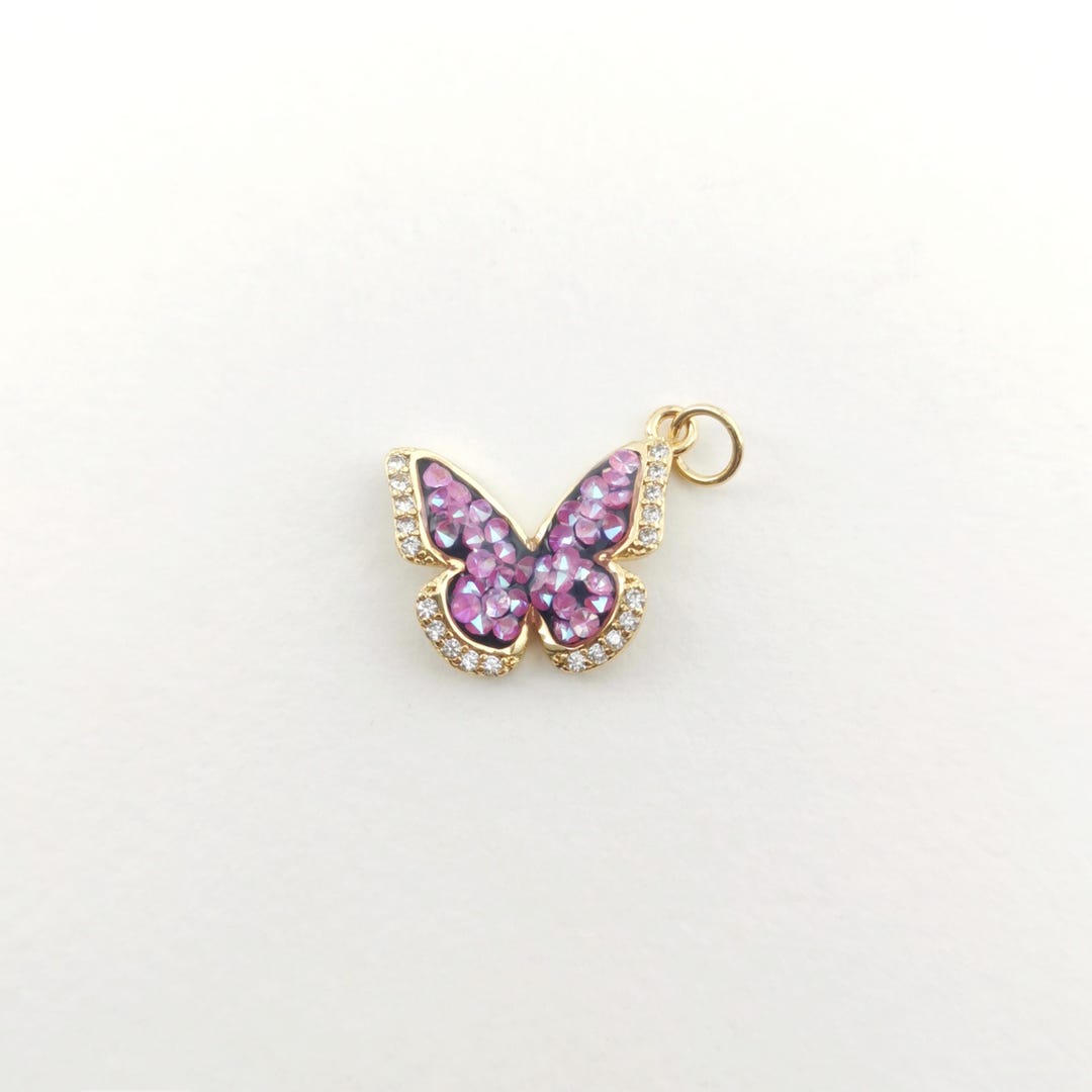 Lustrous Purple Butterfly Charm,18k Gold Plated,micro Pave Animals ...