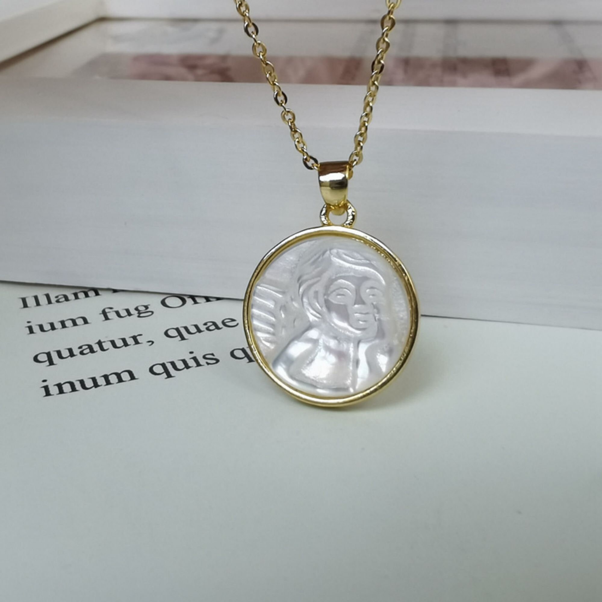 MOP Angel Pendant 18K Gold Brass Inlay Shell Angel Square - Etsy