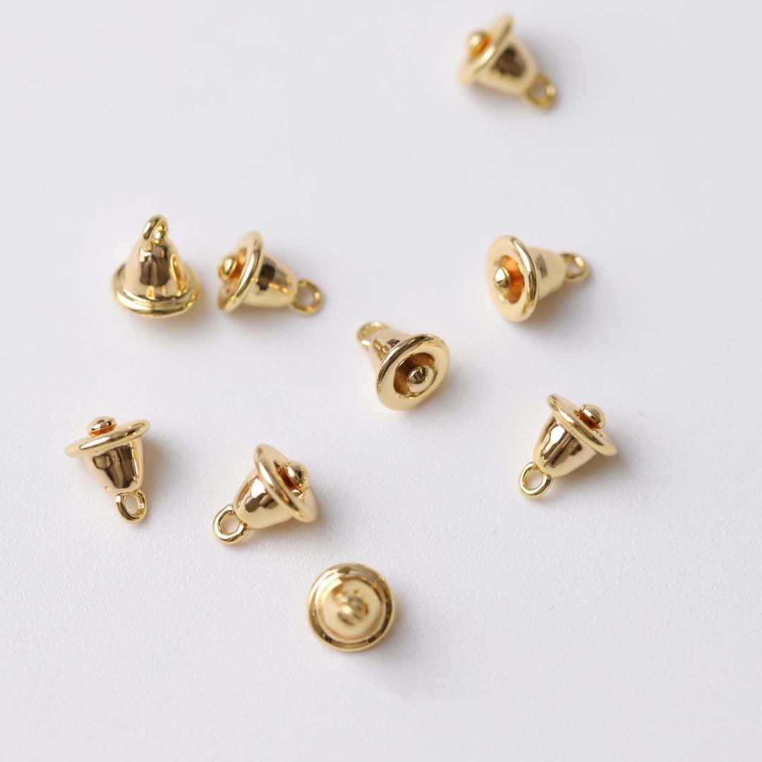 14K Gold Plated Mini Small Bell Pendant,cute Pendant, 3D Bell Charm,no ...