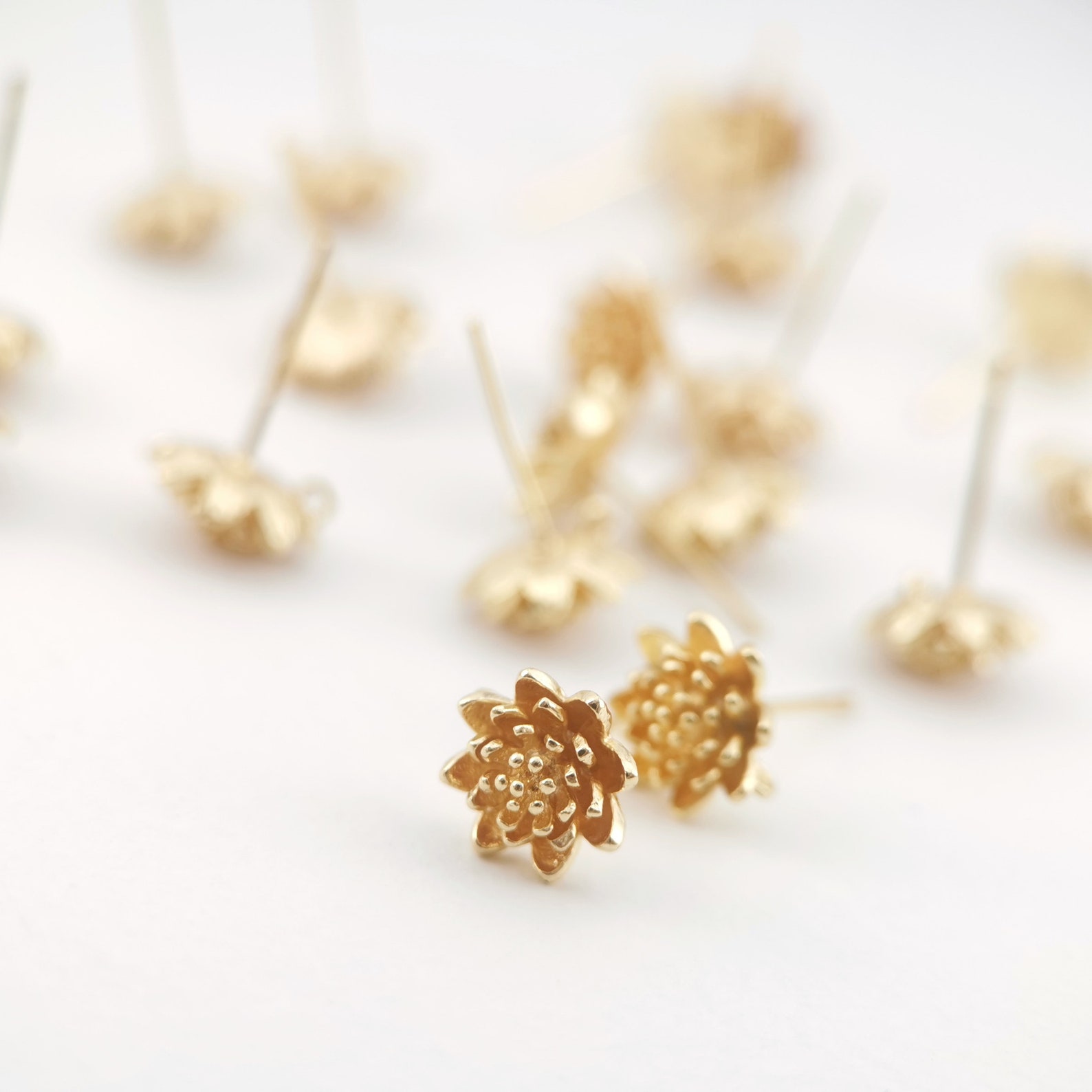Petite Flower Post Earring,gold Plated Earring Post With Loop ...