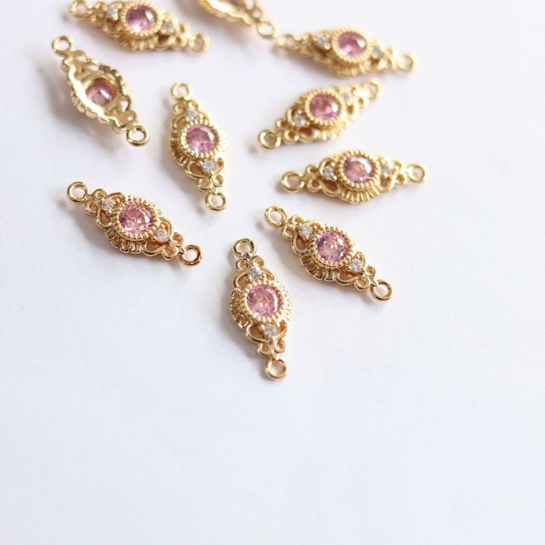 14K Gold Plated Horse Eye Connectors,micro Pave Crystal,cubic Zirconia ...