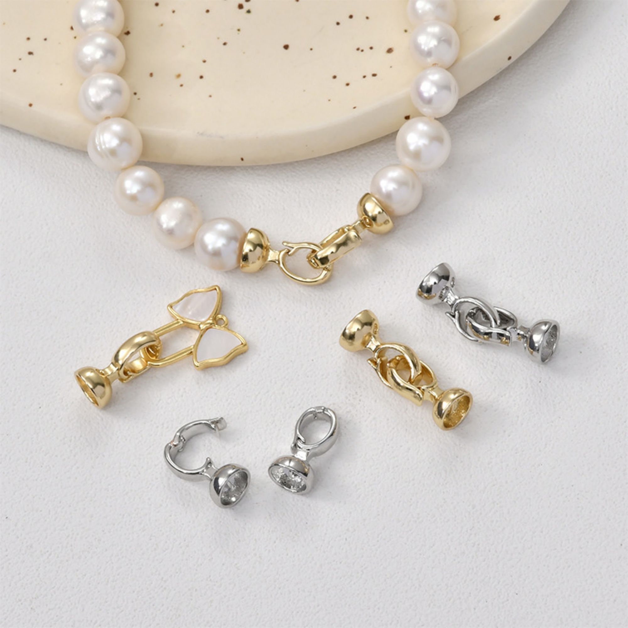 Beads Caps, Peg Bails, Beads End Connectors, 14k Gold Pearl Connector ...