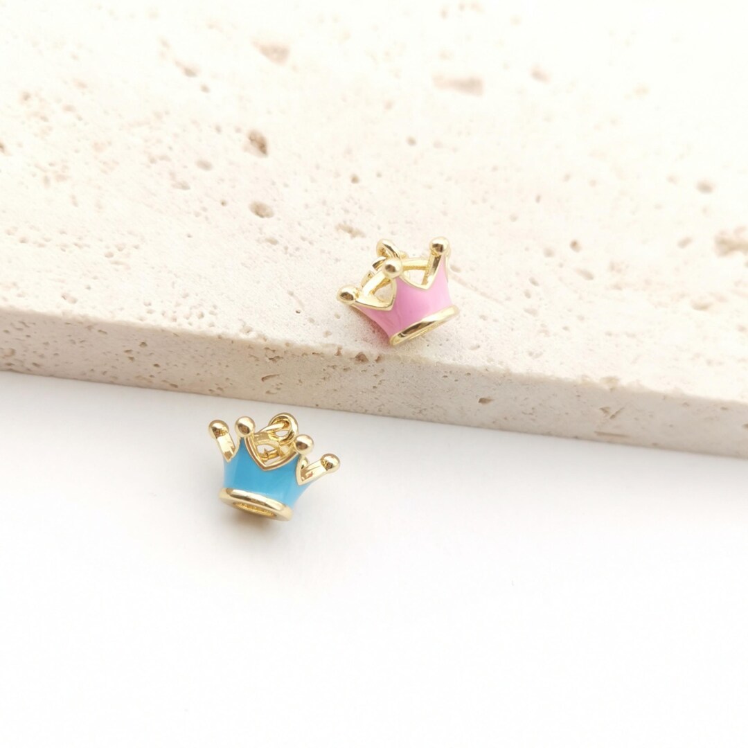 Enamel Small Crown Charm,18k Gold Plated,mini Crown Pendant,for ...