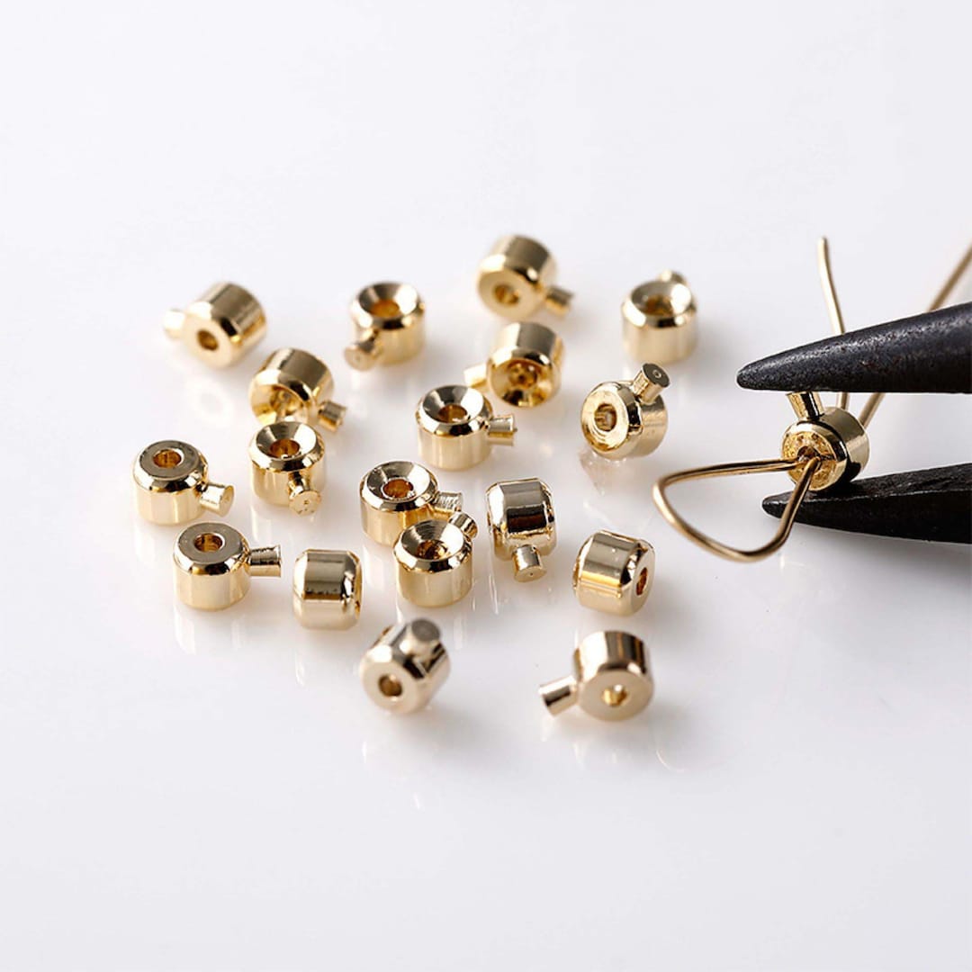 14K Gold Plated Crimp End Beads,round Crimp Beads,3.2/3.5mm,thin Crimp ...