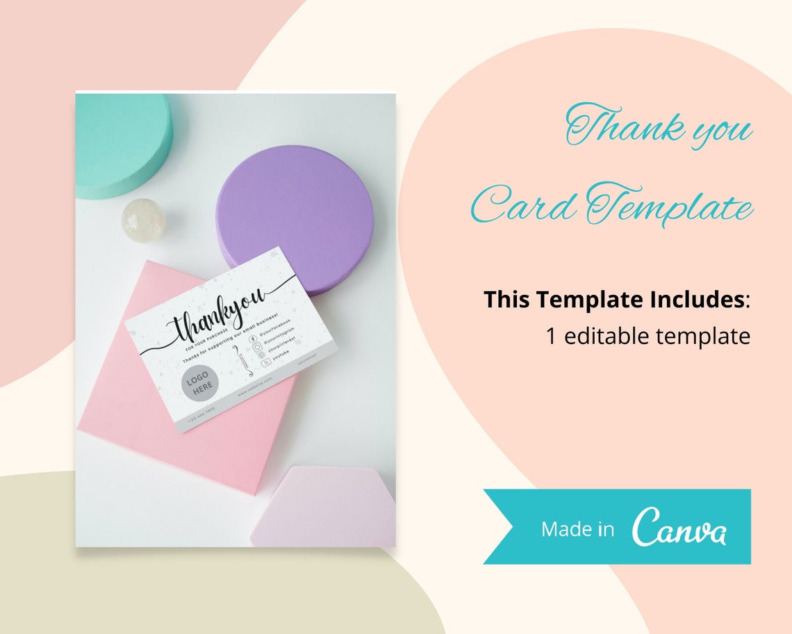 Editable Template Simple Thank You Card | Etsy