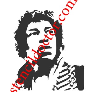 Jimi Hendrix 6 Layer Stencil Template | Print and Cut | Digital ...