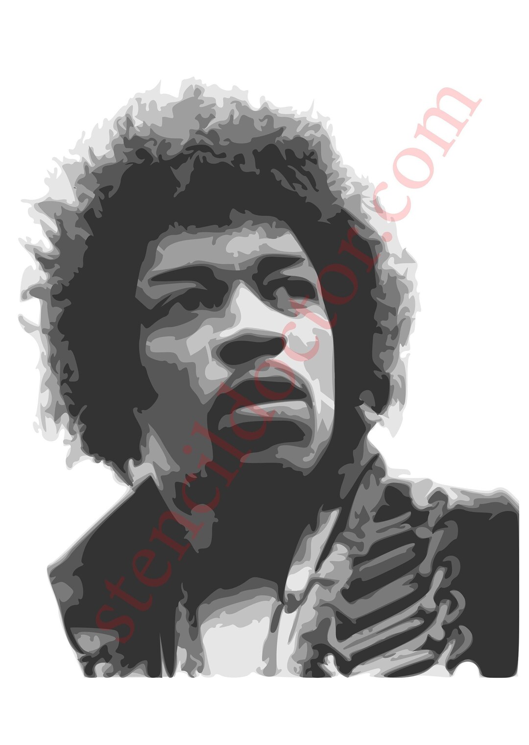 Jimi Hendrix 6 Layer Stencil Template | Print and Cut | Digital ...