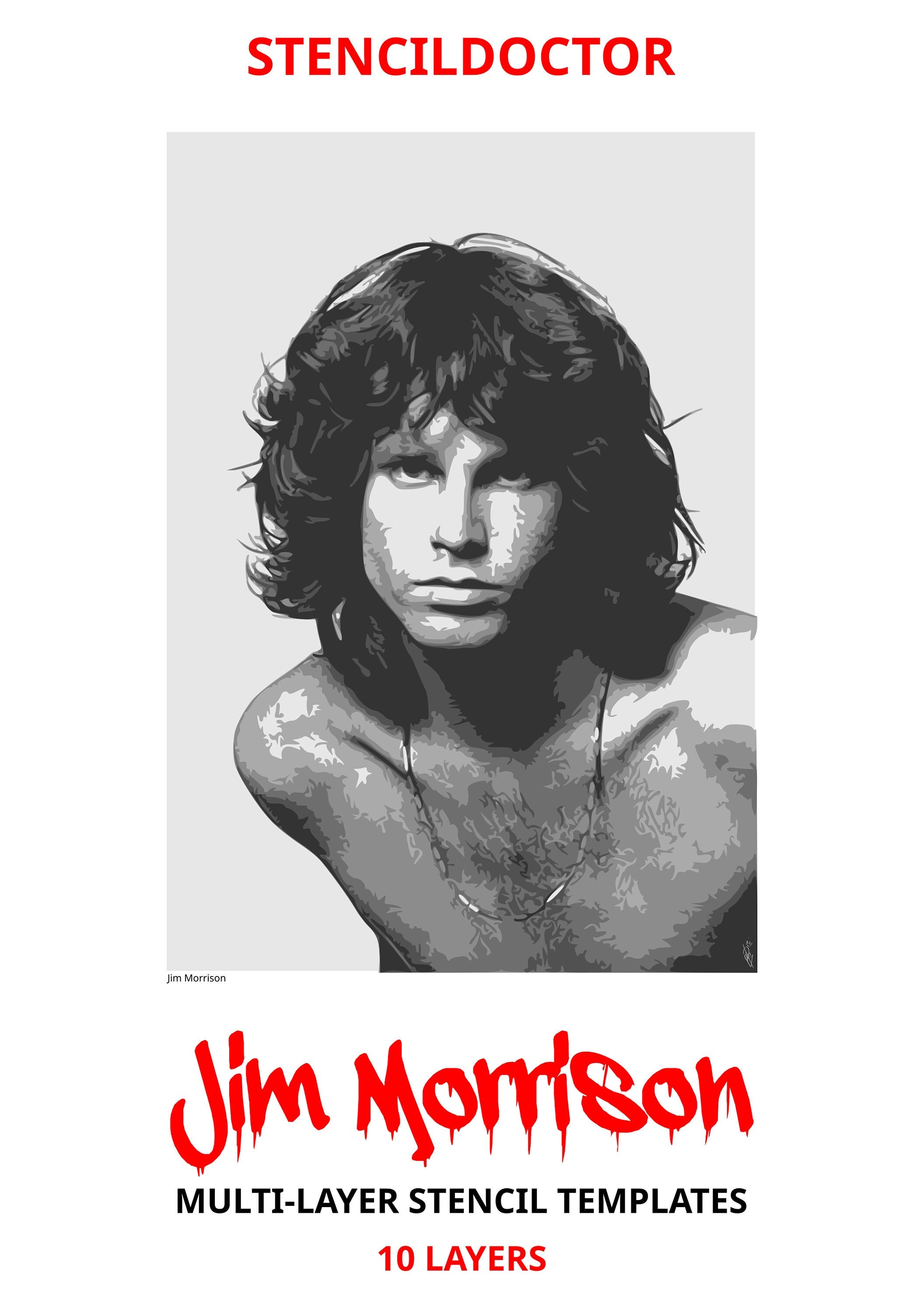 Jim Morrison Stencil Printable