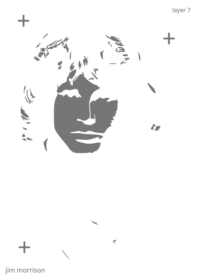 Jim Morrison Stencil Template: 10-layer A4 Art Print (digital Download ...