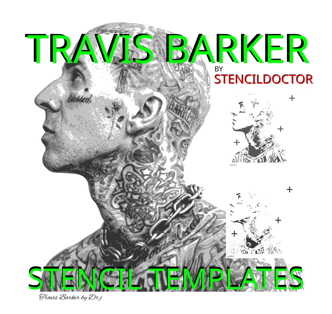 Travis Barker Stencil Templates | Print and Cut | Digital Download ...
