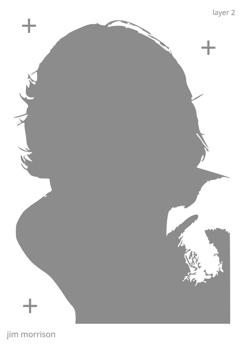 Jim Morrison Stencil Template: 10-layer A4 Art Print (digital Download ...