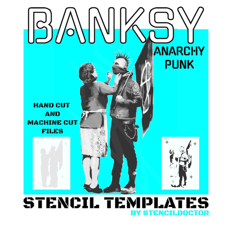 Banksy, Anarchy Punk. Multi-layer Stencil Templates | Cricut | Stencils ...
