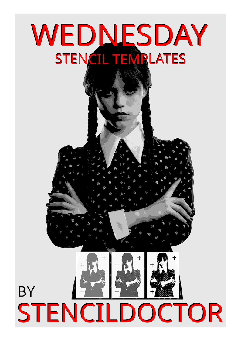 Wednesday Addams Stencil Templates | Print and Cut | Digital Download ...