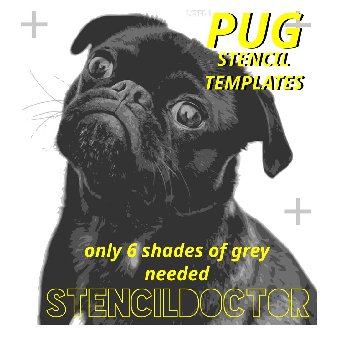 PUG. Stencil Templates for Arts and Crafts. - Etsy