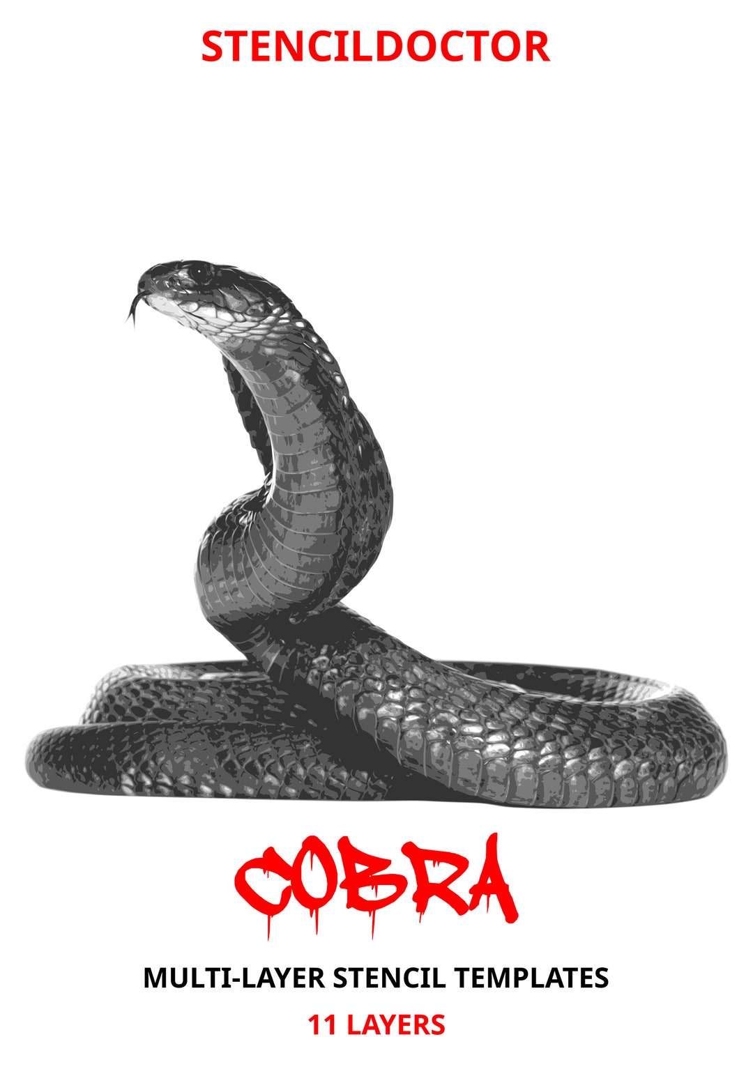 COBRA. Stencil Templates. 11 Layers. Snake | Animals | Multi-layer ...
