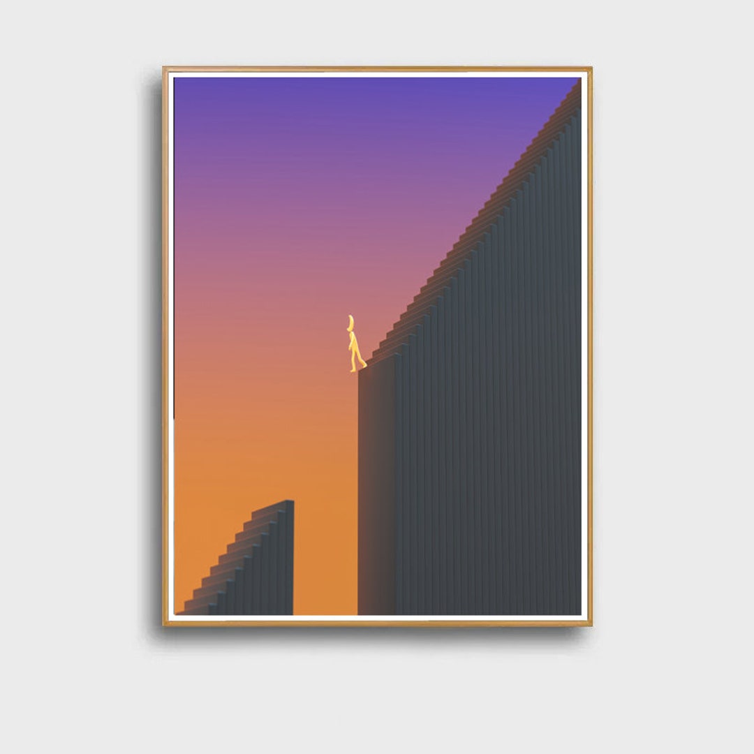 Cliff Illustration Poster UNFRAMED Wall Art Gift for Artist, Friend ...
