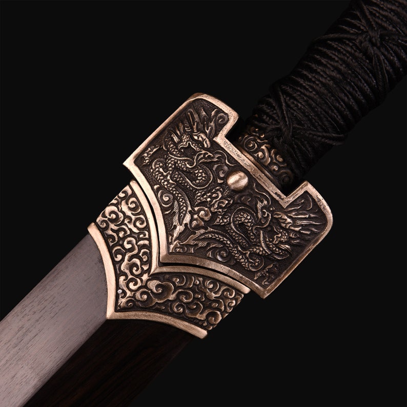 Chinese Dragon Pattern Han Sword Two-handed Sword Handmade - Etsy