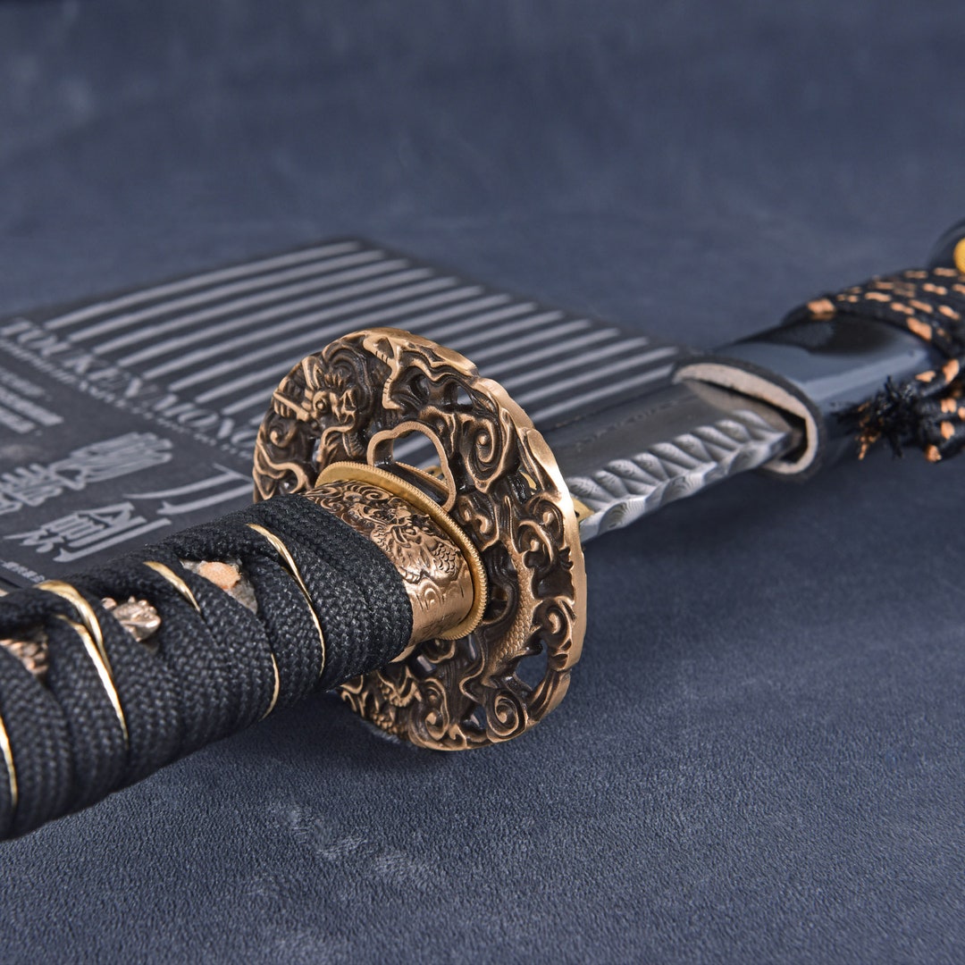 Handmade Damascus Katana Sword Real Hand Forged Full Tang Authentic ...