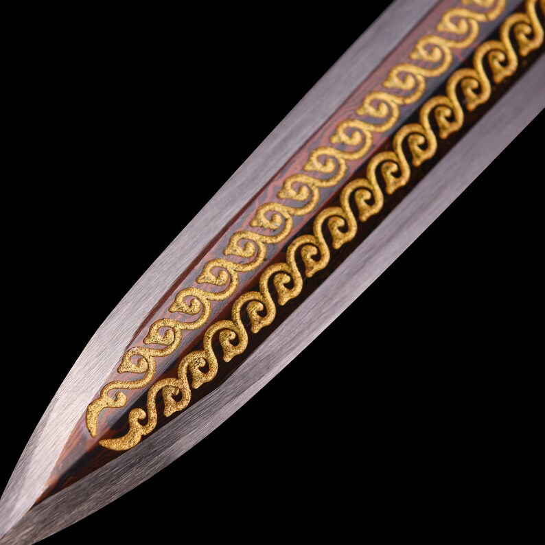 Handmade Damascus Steel Chinese Sword Ring Head Sword Dagger - Etsy