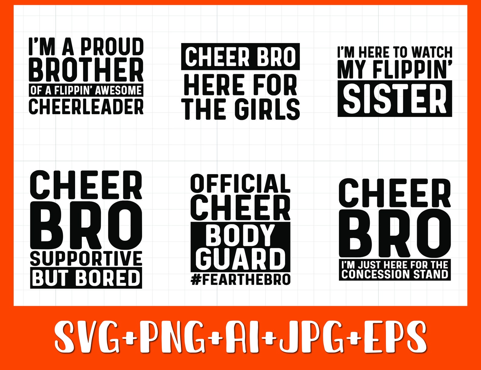 Cheer Bro Bundle SVG PNG Cheer Brother Bundle Svg Instant - Etsy