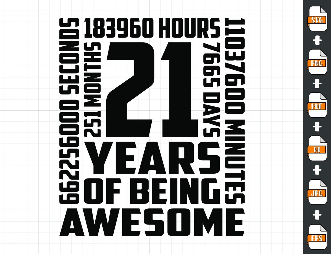 21th Birthday SVG PNG 21 Years Old SVG Instant Download - Etsy