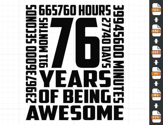 76th Birthday SVG PNG 76 Years Old SVG Instant Download - Etsy