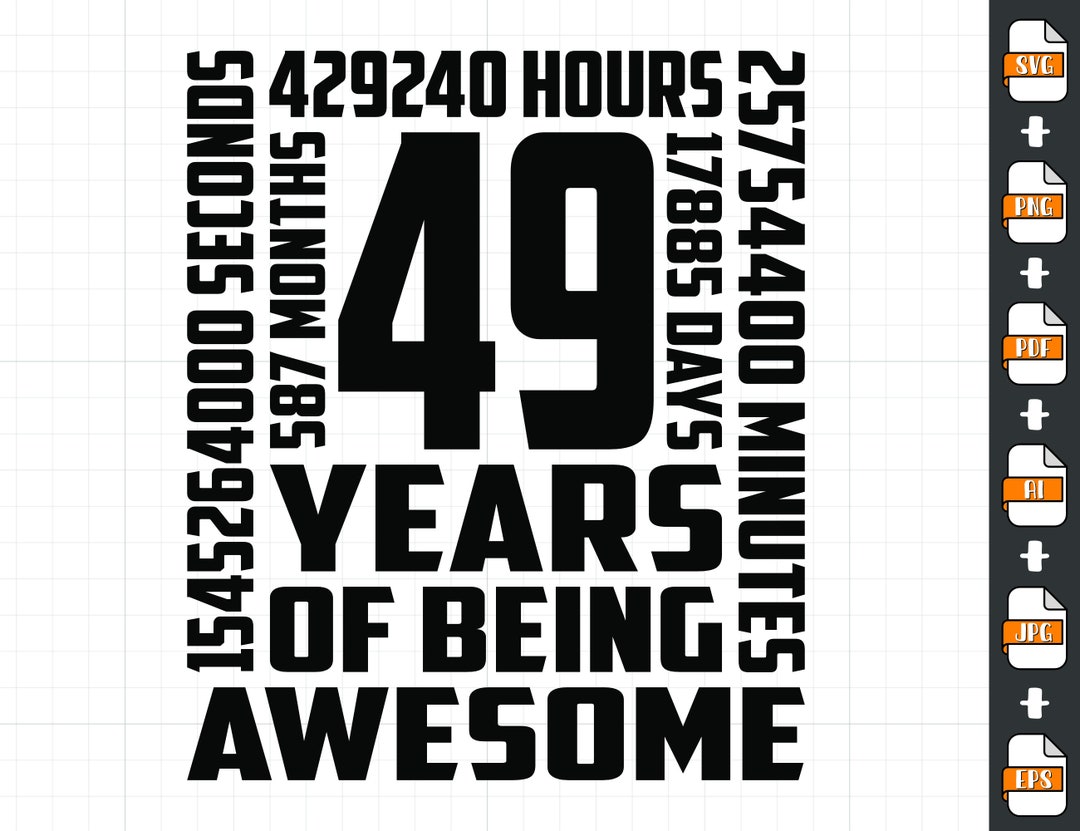 49th Birthday SVG PNG 49 Years Old SVG Instant Download - Etsy