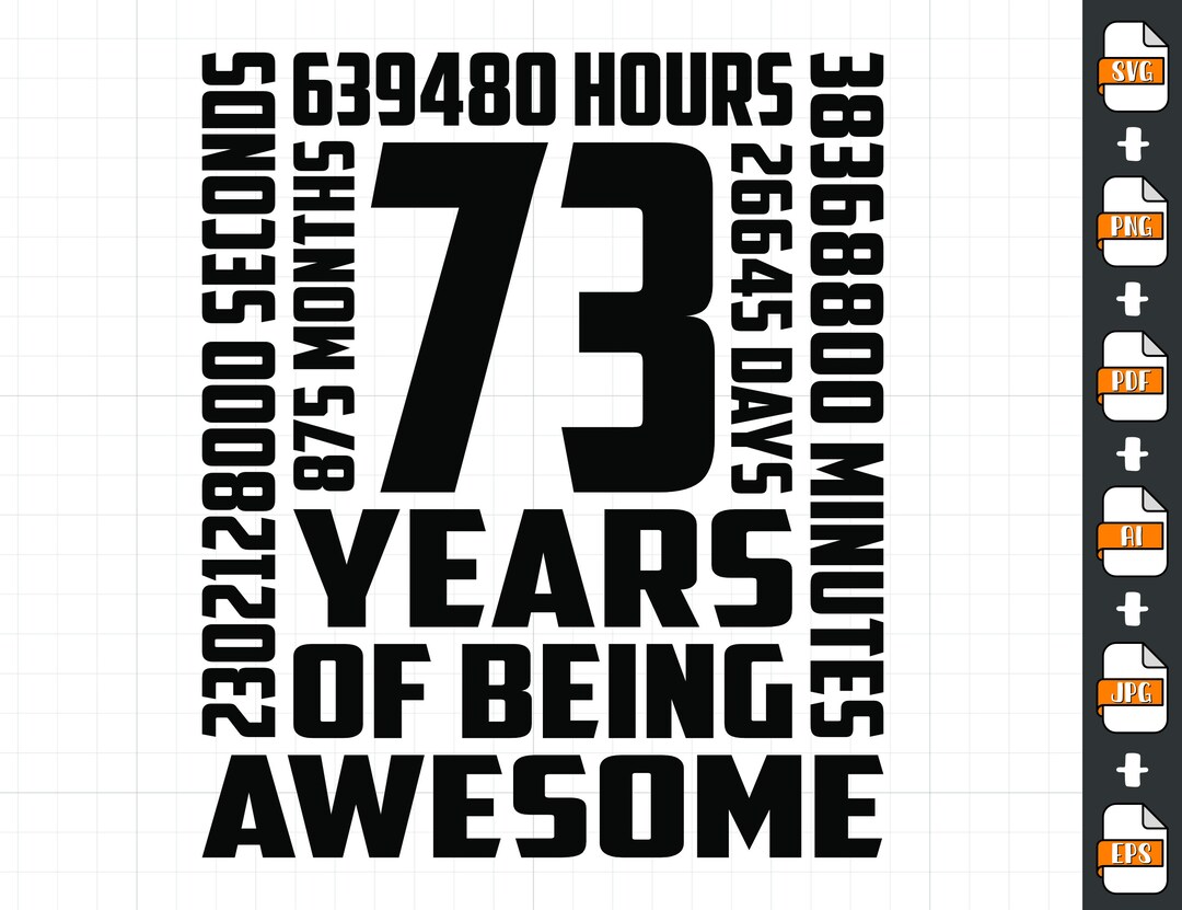 73th Birthday SVG PNG 73 Years Old SVG Instant Download - Etsy