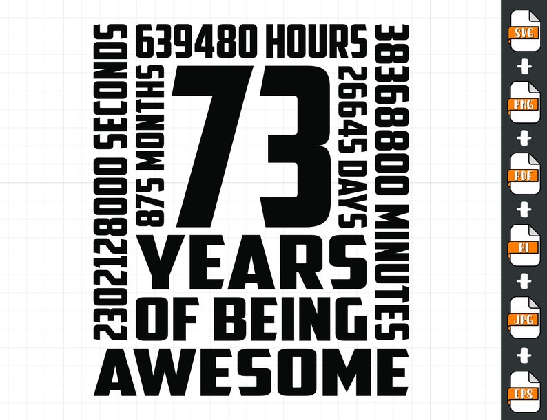 73th Birthday SVG PNG 73 Years Old SVG Instant Download - Etsy
