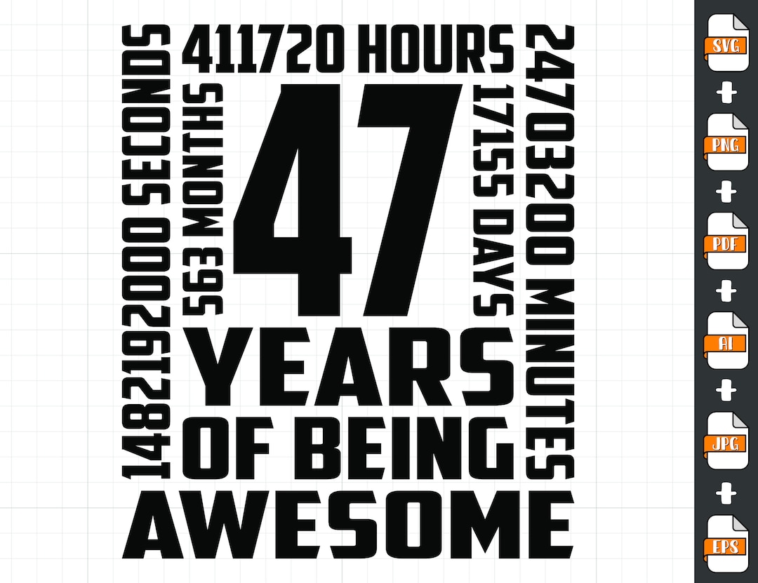 47th Birthday SVG PNG 47 Years Old SVG Instant Download - Etsy