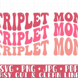 Triplet Mom Svg Png, Instant Download - Etsy