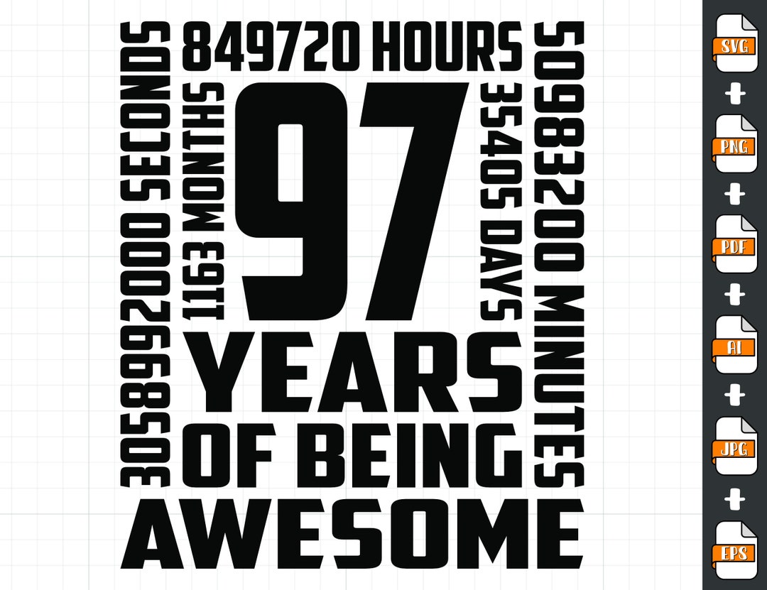 97th Birthday SVG PNG 97 Years Old SVG Instant Download - Etsy