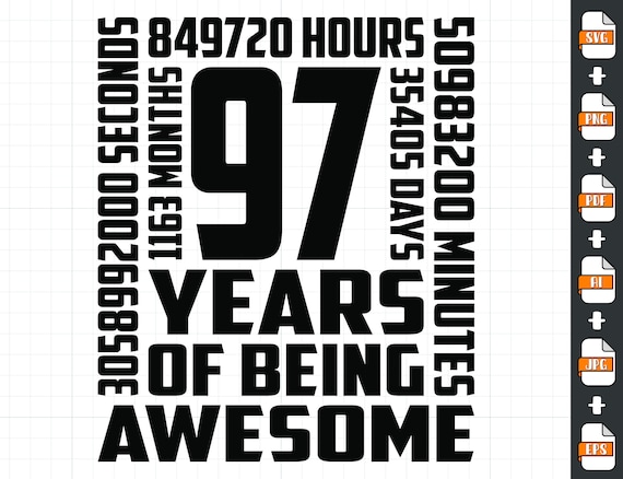 97th Birthday SVG PNG 97 Years Old SVG Instant Download - Etsy