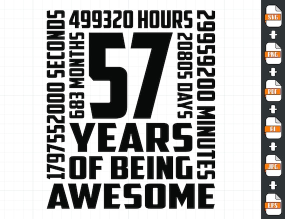 57th Birthday SVG PNG 57 Years Old SVG Instant Download - Etsy