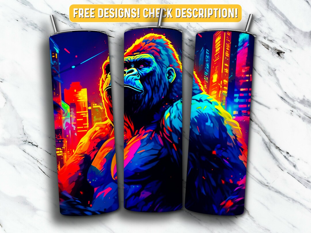 Gorilla Tumbler Wrap PNG Design, Gorilla Animal 20 Oz Skinny Tumbler ...