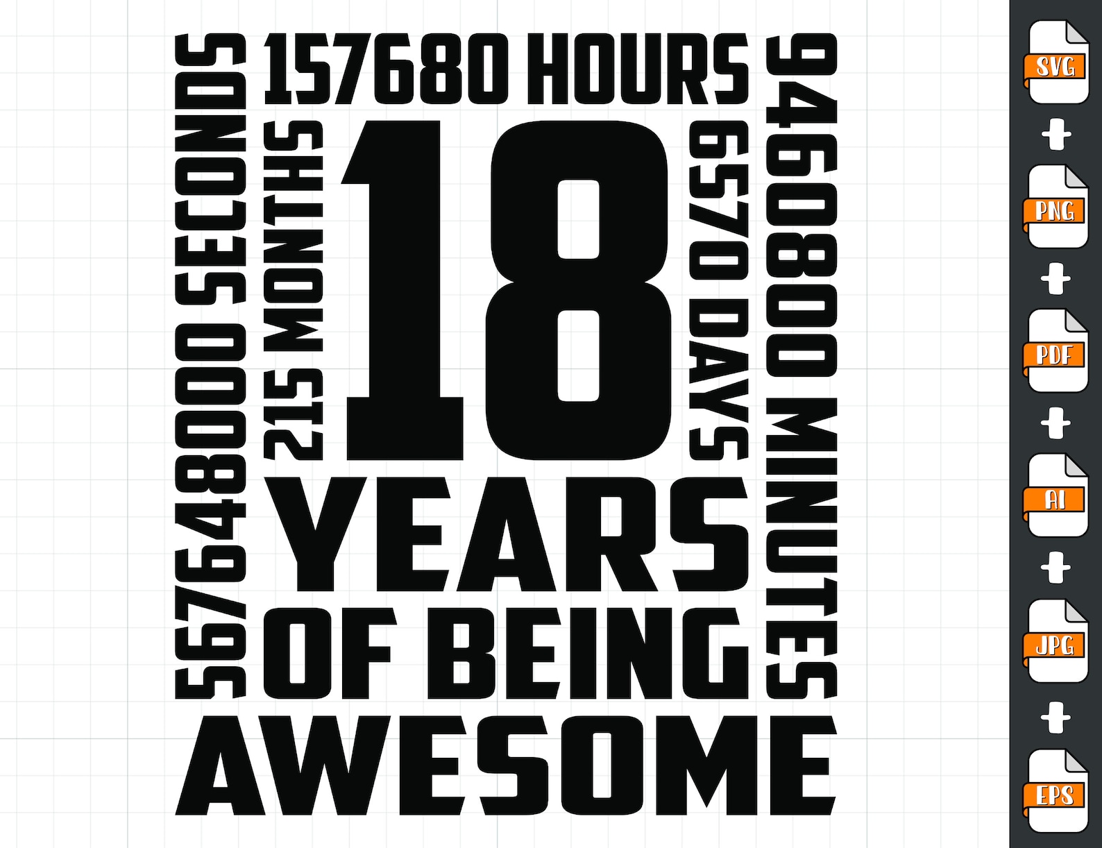 18th Birthday SVG PNG 18 Years Old SVG Instant Download - Etsy